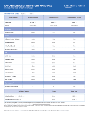 Fillable Online KAPLAN SCHWESER FRM STUDY MATERIALS Fax Email Print ...