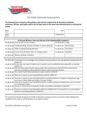 Fillable Online CCS COVID-19 Attendee Screening Form Fax Email Print ...