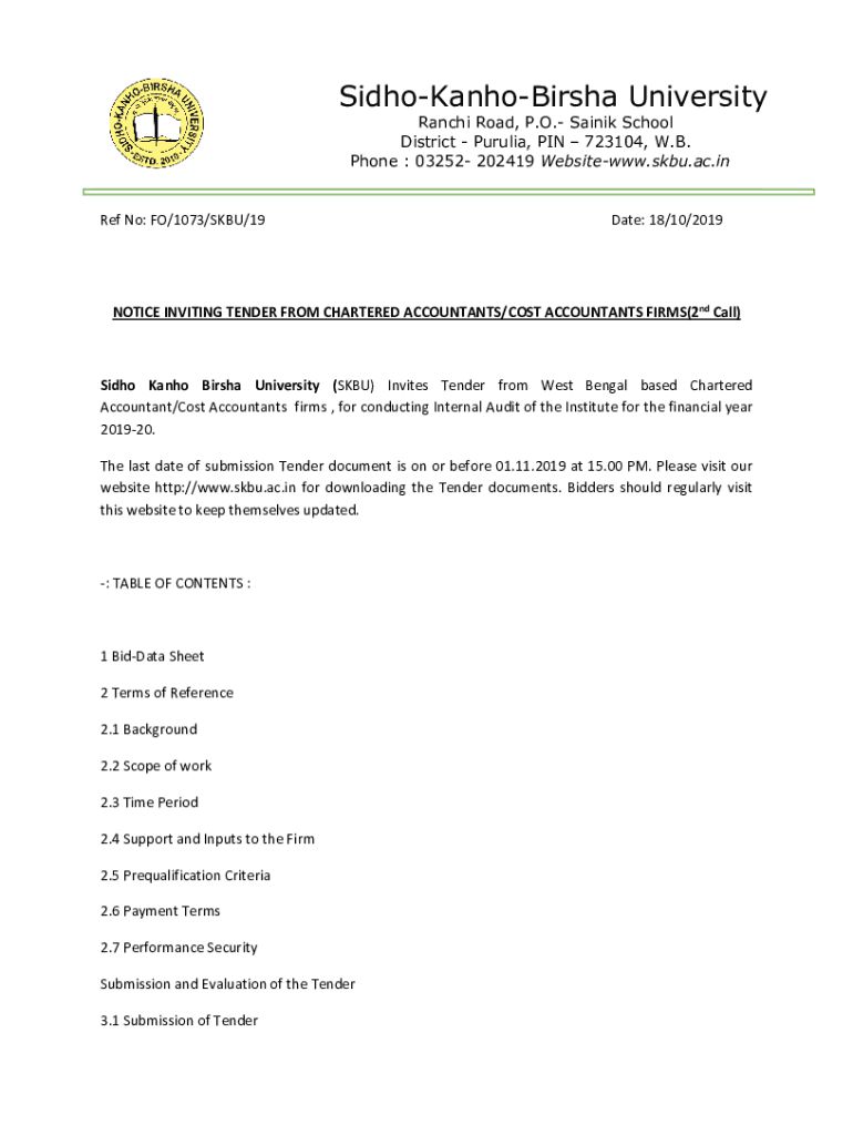 Fillable Online Sidho-Kanho-Birsha University - ICmai Fax Email Print ...