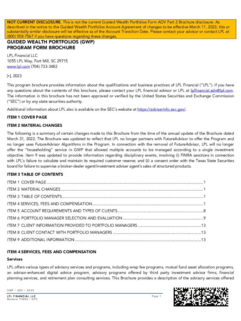 Fillable Online Form ADV, Part 2A, Firm Brochure Guided Portfolio ...