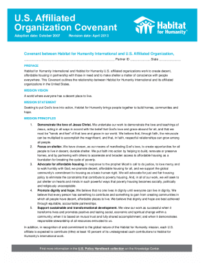 Fillable Online U.S. Affiliated Organization Covenant Fax Email Print ...