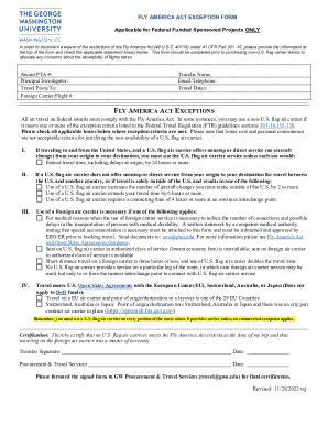 Fillable Online FLY AMERICA ACT WAIVER CHECKLIST FORM ... - GURU Fax ...