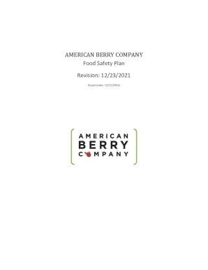 Fillable Online AMERICAN BERRY COMPANY - Food Safety Plan Revision: 12/ ...