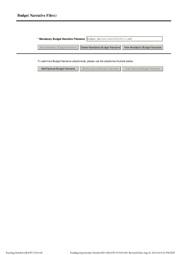 Fillable Online FY21 Optional Budget Narrative Attachment Form Template ...