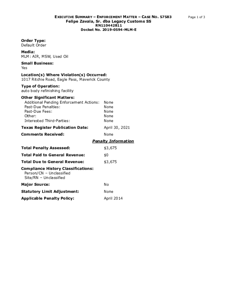 Fillable Online Felipe Zavala, Sr. dba Legacy Customs SS Order Type ...