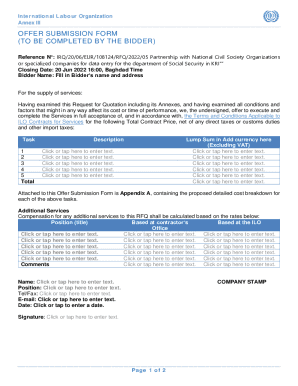 Fillable Online RFQ - Annex I Bid Form Fax Email Print - pdfFiller