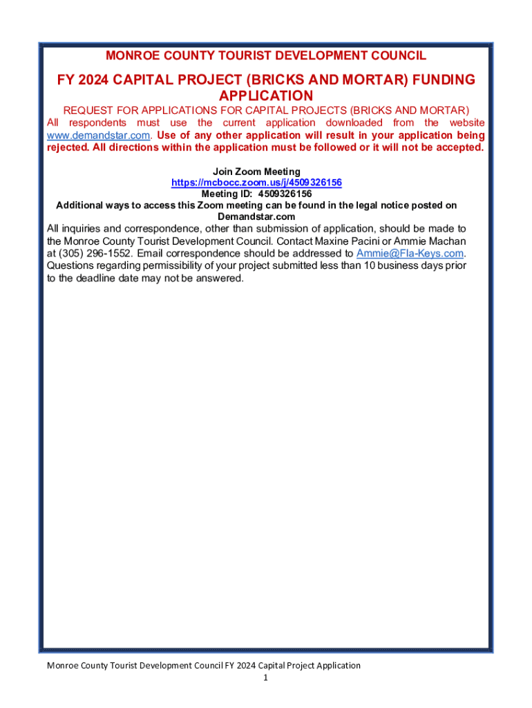 Fillable Online FY 2024 CAPITAL PROJECT (BRICKS AND MORTAR) FUNDING ... Fax Email Print - pdfFiller