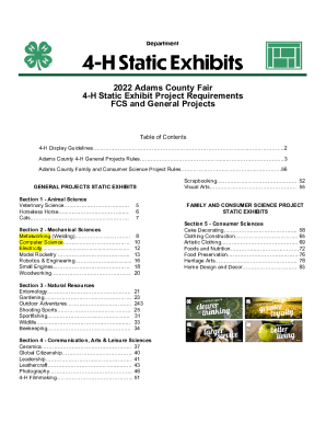 Fillable Online 4-H Exhibit Requirements Fax Email Print - pdfFiller