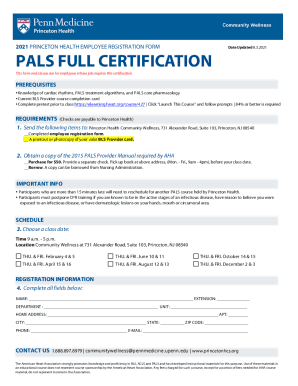Fillable Online PALS FULL registration form 2021PENN new Fax Email ...