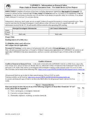 Project Safety and Hazard Assessment (Portland VA Medical Center ...