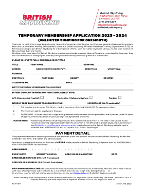 Fillable Online TEMPORARY MEMBERSHIP APPLICATION 2023 - 2024 Fax Email ...