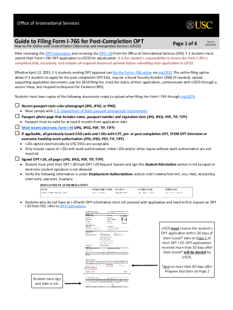Fillable Online Office of International Services - Guide to Filing Form ...