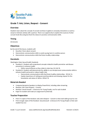 Fillable Online 7th Grade - Ask Listen Respect Consent - Lesson Plan ...