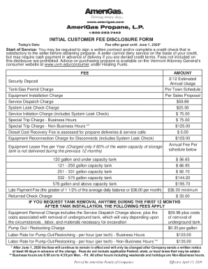 Fillable Online INITIAL CUSTOMER FEE DISCLOSURE FORM PART 1 Fax Email ...