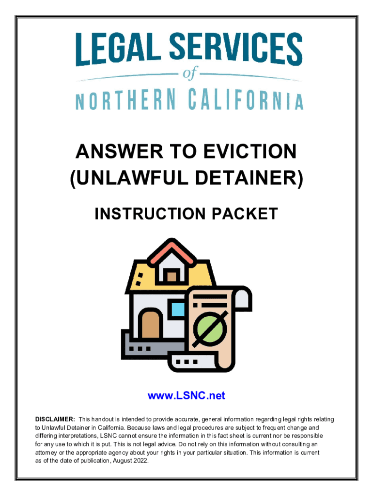 Fillable Online Fill out an Answer form in an eviction case Fax Email ...