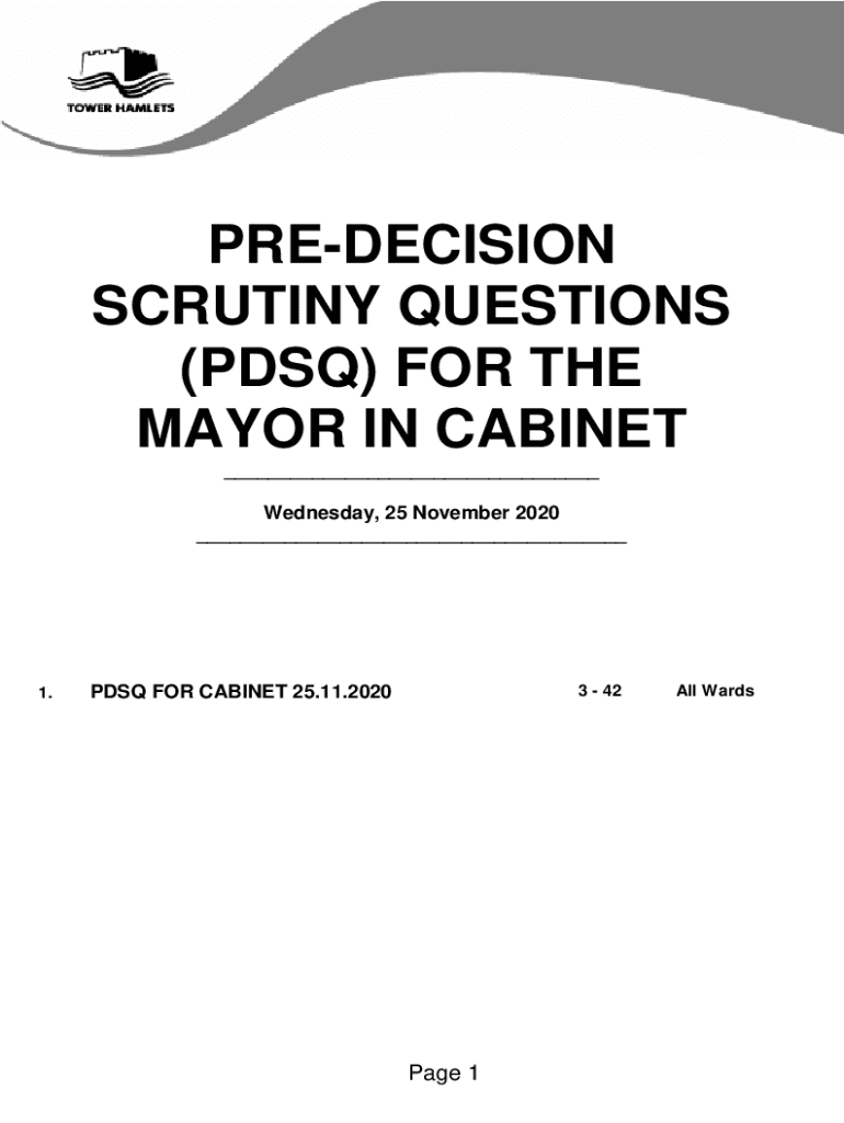 Fillable Online democracy towerhamlets gov pre-decision scrutiny ...