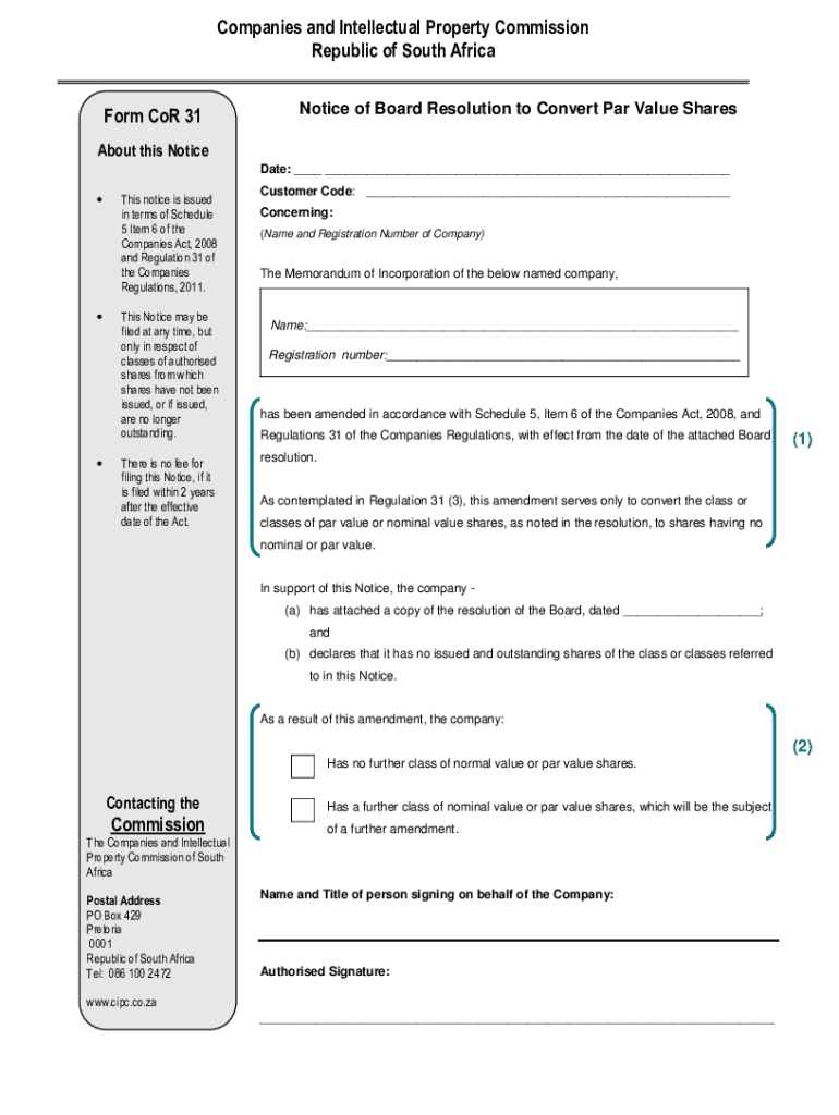 Fillable Online Form CoR 31 Fax Email Print - pdfFiller