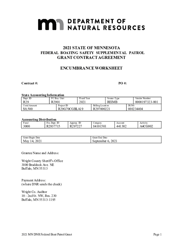 Fillable Online 2021 STATE OF MINNESOTA GRANT CONTRACT AGREEMENT ...
