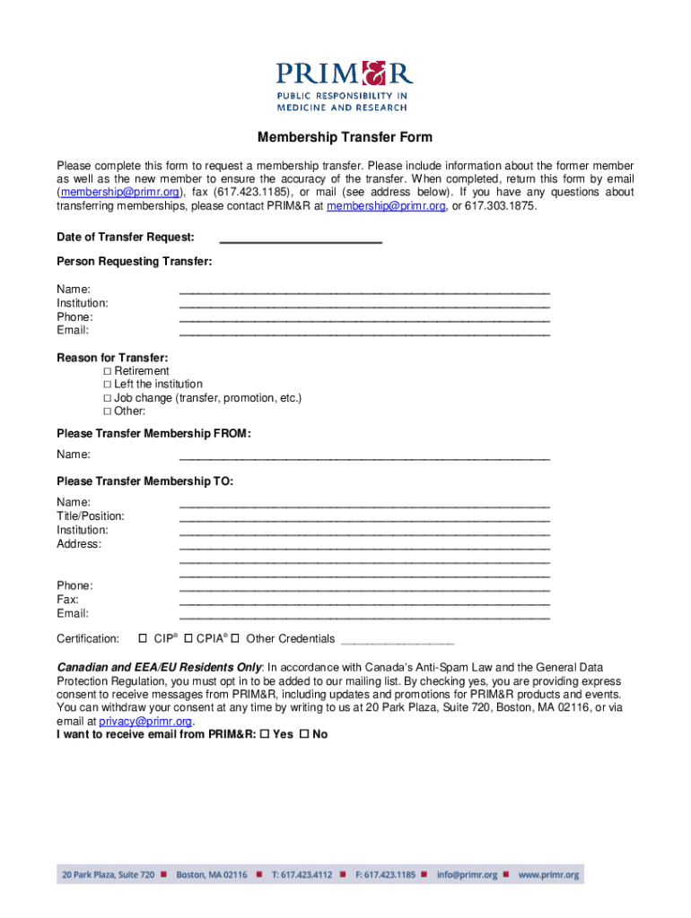 Fillable Online Application for Transfer of Membership (RS5534) Fax ...