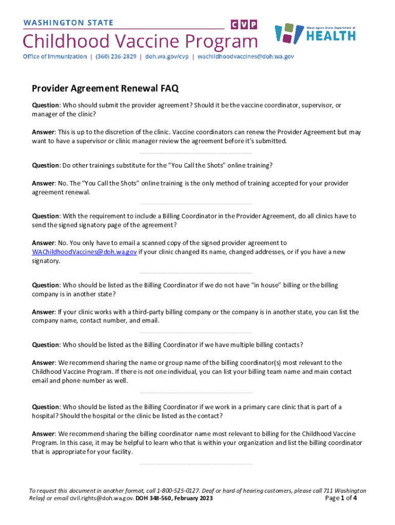 Fillable Online doh wa Vaccines for Children (VFC) Program Manual for ...