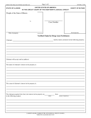 Fillable Online Case Number Verified Claim for Drug Asset Forfeitures Fax Email Print - pdfFiller