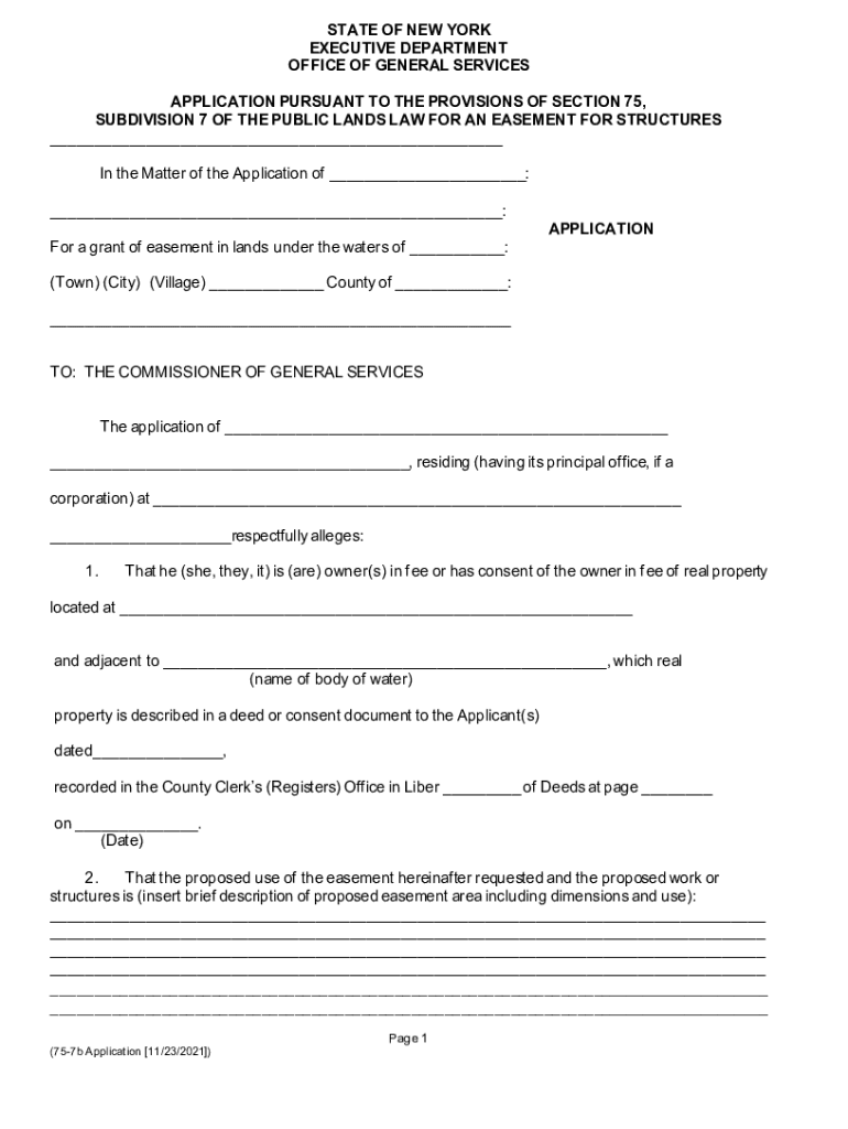 Fillable Online ogs ny Easement for Structures Application - Office of General Services Fax ...
