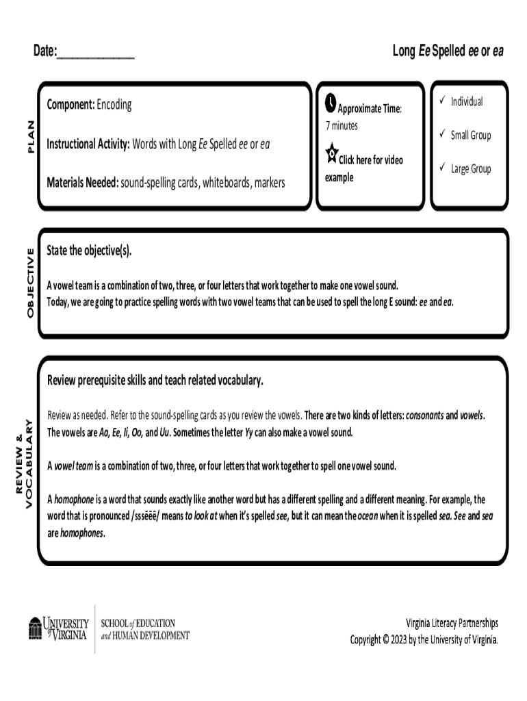Fillable Online Date: Long Ee Spelled ee or ea ... Fax Email Print ...