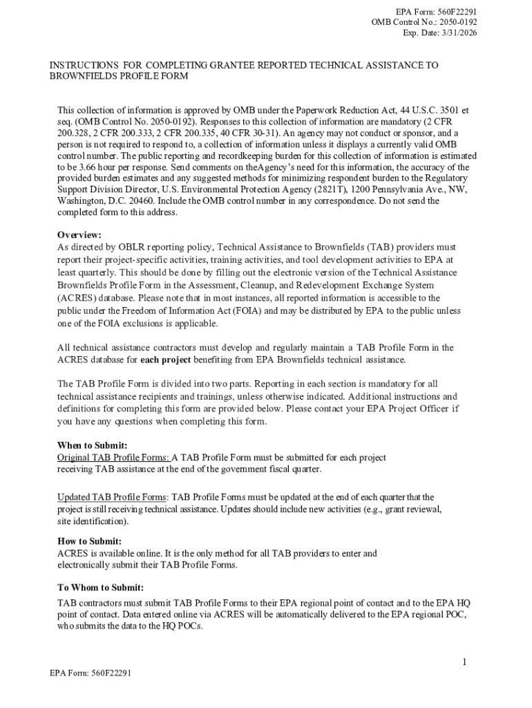 Fillable Online Technical Assistance Profile Form Instructions.pdf Fax ...