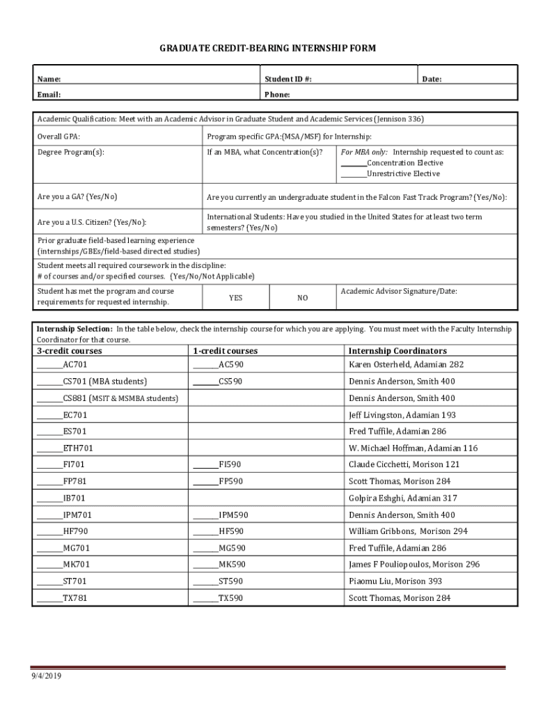 Fillable Online Internship Approval Form for Grad and Undergrad Fax ...