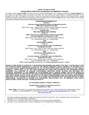 Fillable Online DRAFT LETTER OF OFFER 'This Document is ... Fax Email ...