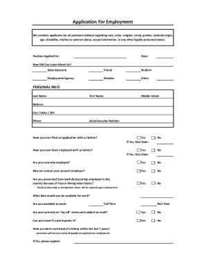 Fillable Online We consider applicants for all positions without ...