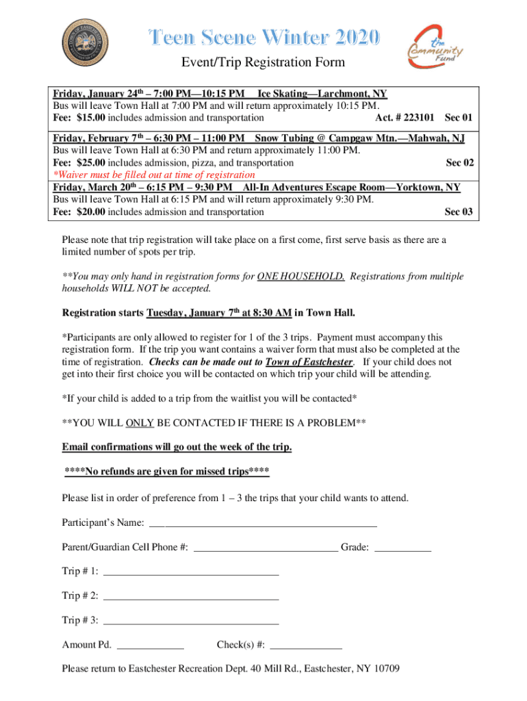 Fillable Online Event/Trip Registration Form Fax Email Print - pdfFiller