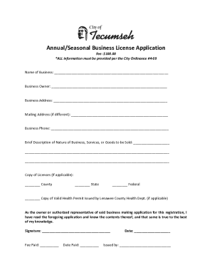 Fillable Online Business License Application Forms Fax Email Print - pdfFiller