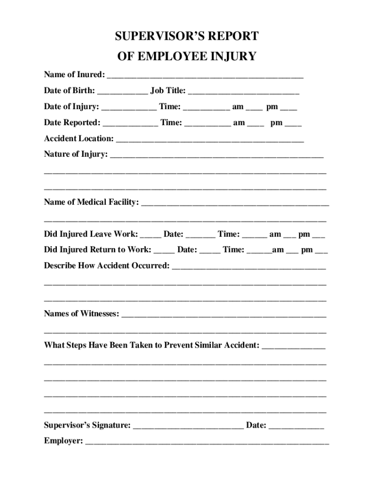 Fillable Online INjury Form Fax Email Print - pdfFiller