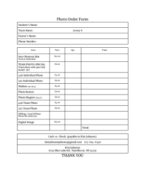 Fillable Online Jerseys and Hoodies Order Form Template Fax Email Print ...