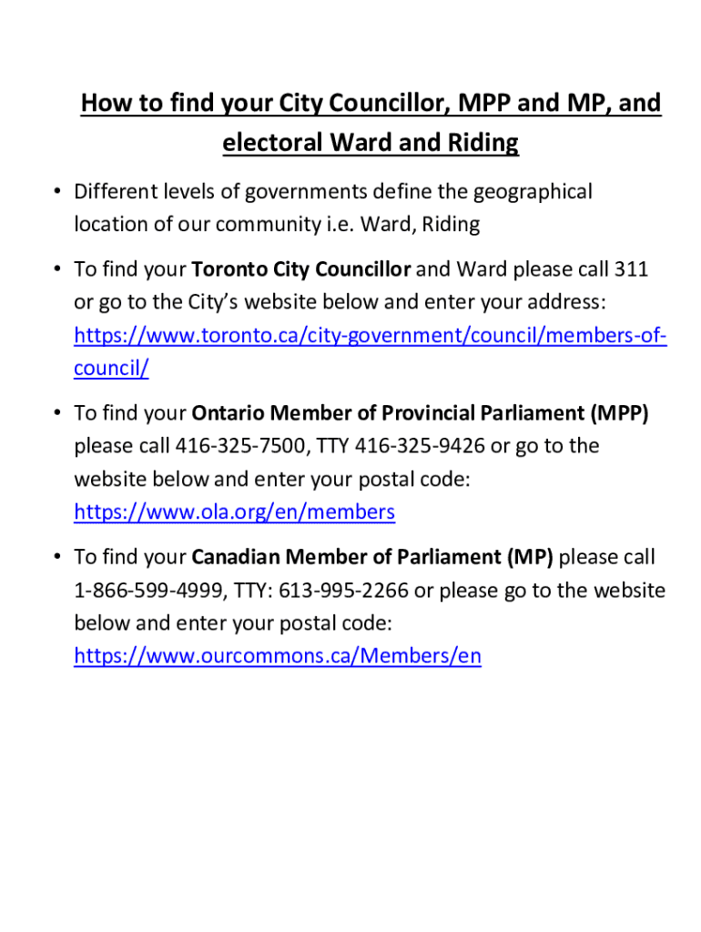 Fillable Online 8-How-to-find-your-City-Councillor-MPP-MP-Ward-and ...