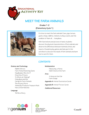 Fillable Online Educational Activity Kit - Meet the farm animals - Grades 1-2 - Canada ...