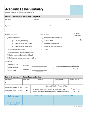 Fillable Online Academic Leave Summary / Cover Sheet Fax Email Print ...