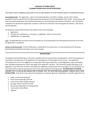 Fillable Online Penns-Grove-Planning-Board-Application-Procedure ...
