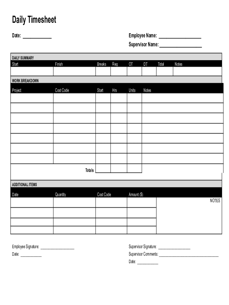 Fillable Online Construction Daily Timesheet Template Fax Email Print ...