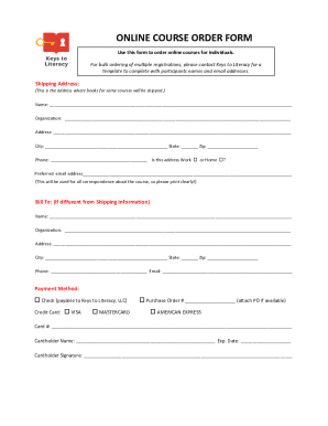 Fillable Online Course Order Form Template Fax Email Print - pdfFiller