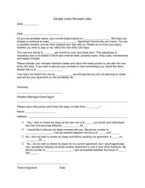 Fillable Online Sample Lease Renewal Letter Fax Email Print - pdfFiller