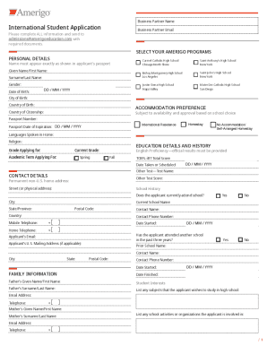 Fillable Online Amerigo Boarding School Application Form Fax Email ...