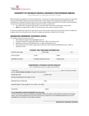 Fillable Online UC Study Abroad Health Insurance Waiver Form Fax Email ...
