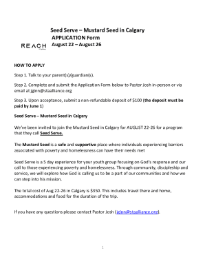 Fillable Online Seed ServeMustard Seed in Calgary APPLICATION Form Fax ...