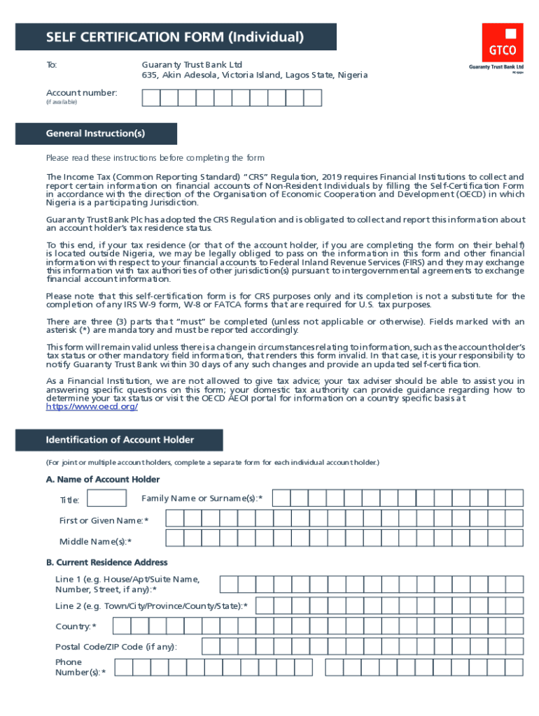 Fillable Online Self Certification form- Individual.cdr Fax Email Print ...
