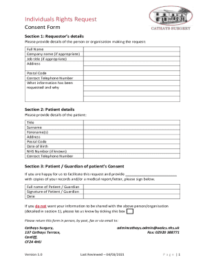 Fillable Online Individuals Rights Request - Consent Form Fax Email ...