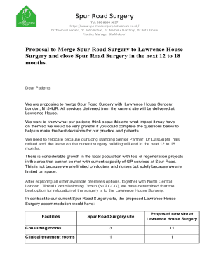 Fillable Online Proposal to Merge Spur Road Surgery to Lawrence House ...