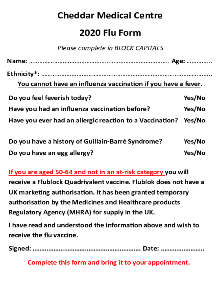 Fillable Online Patient Flu Form.pub Fax Email Print - pdfFiller