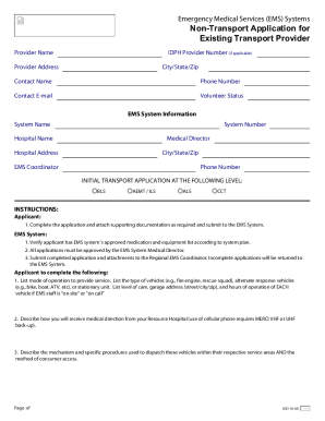 Fillable Online EMS Non-Transport Application for Existing Transport Provider Fax Email Print ...